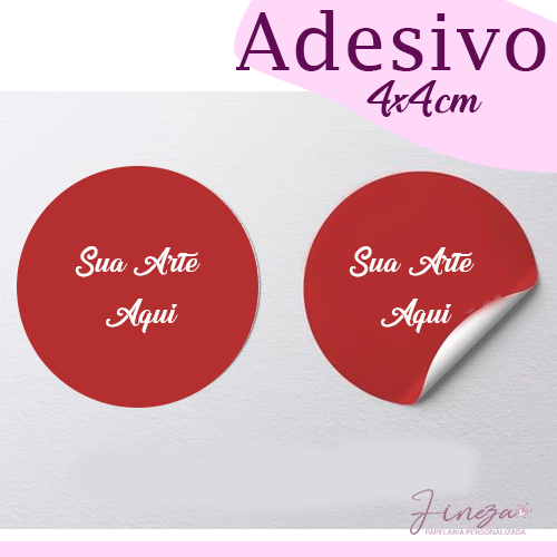 Adesivo redondo Personalizado 4x4cm - 50 UNIDADES